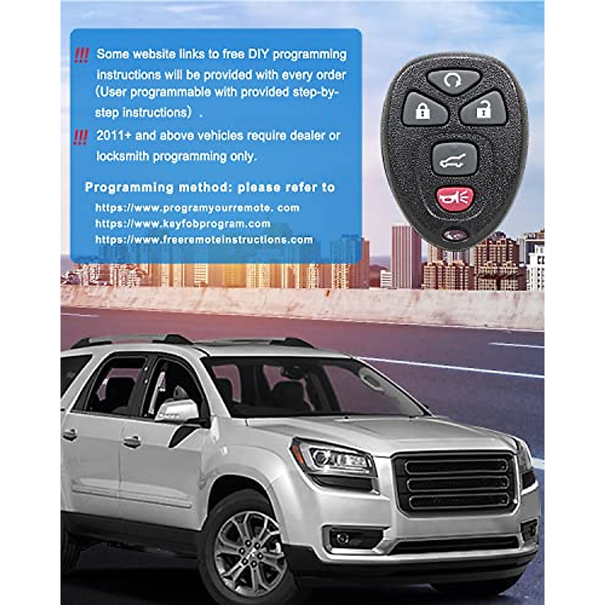 CAUORMOTE Keyless Entry Remote Car Key Fob for Chevy Tahoe Traverse Suburban/GMC Acadia Yukon/Buick Enclave/Saturn Outlook(15913415, OUC60270, OUC60221), Set of 2