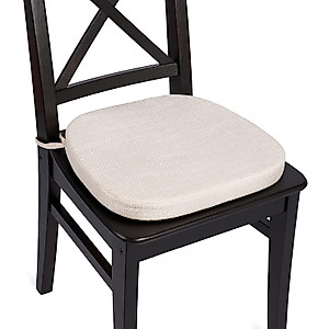 Tromlycs U Shaped Kitchen Chair Seat Cushion Pad for Dining Room Chairs with Ties 15x16 inches White Beige