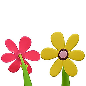 Maydahui 4PCS Flower Ballpoint Pens with Plant Pot Stand on Desk Set Blue Gel Ink Cute Creative Design Colorful for Student Party Valentine's Day