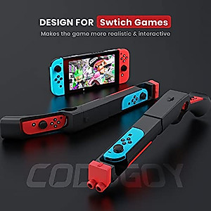 CODOGOY Shooting Game Gun Controller Compatible with Switch/Switch OLED Joy-Con, Hand Grip Motion Controller for Nintendo Switch Shooter Hunting Games (Black+Red)