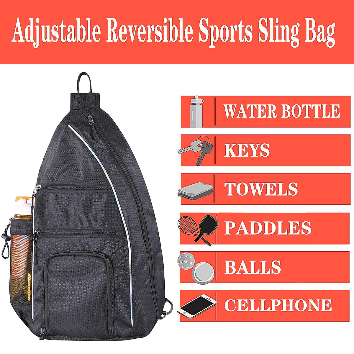 LLYWCM Pickleball Bag - Pickleball Bags for Women Men - Pickleball Backpack - Travel Pickleball Paddle Case, Pickle Ball Bag for Pickleball Paddle Tennis Racket, Pickleball Sling Bag(Black)