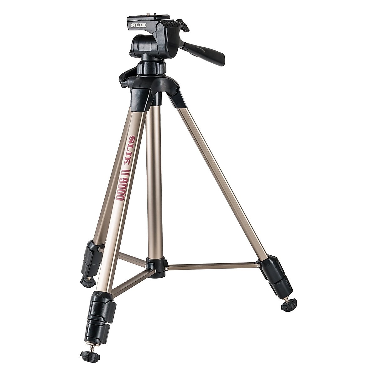 Slik U9000 Tripod with 3-Way Fluid-Effect Head and Built-In Bubble Level,Silver