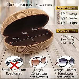 MyEyeglassCase Hard Sunglasses Case, Large Glasses Case | Eyeglass Case for Large Frames with Drawstring Pouch and Cleaning cloth (AS413 Corduroy Beige)