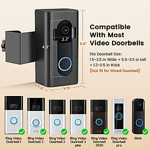 EUKI Anti-Theft Video Doorbell Door Mount, Compatible with Video 4/3/3 Plus/2/1, No-Drill Fit for Most Holder for Apartment, Bracket
