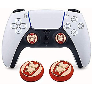 2Pcs Analog Thumb Grip Stick Cover, Dualsense Wireless Controllers Game Remote Joystick Cap, Fantastic Non-Slip Silicone Handle Protection Cover for PS5/PS4/Xbox one/360/NS PRO (Iron-mn))