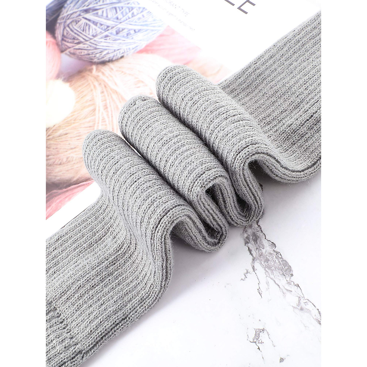 SATINIOR 2 Pairs Stirrup Leg Warmers Straight over the Knee Socks 21.65 Inch for Women (Black, Gray)