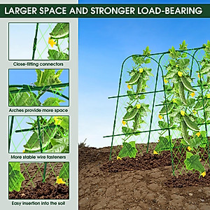 Hoyejyou 65"×48" Cucumber Trellis for Raised Bed, U-Shape Garden Trellis for Climbing Plants Outdoor, Metal Arch Vegetables Trellis, Detachable Cucumber Trellis Support for Tomato,Squash,Zucchini