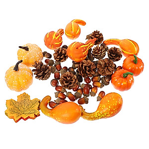 Alasum 1 Set fall decor party supplies halloween decorations pinesol Pumpkin And Maple Leaf Kit Artificial Fall Acorns Maple Leaf Photo Props Artificial Maple Leaves Foam Ornament autumn