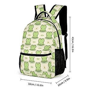 Qwalnely Frog Cute Backpack, Waterproof Frog Laptop with Durable Shoulder Straps