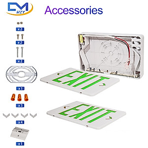 CM MZY Exit Sign with Emergency Lights LED Exit Sign Light with Battery Backup,Green Letter Commercial Emergency Exit Sign Lights,AC 120-277V, UL Certified,1PCS