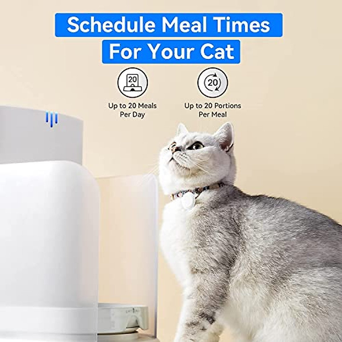 CATLINK Automatic Cat Feeder, Health Report for Cats, 3.5L Capacity WiFi Enabled Smart Cat Feeder, App Control, Portion Control, Multi-cat Identification, Timed Cat Food Feeder with Ceramic Bowl