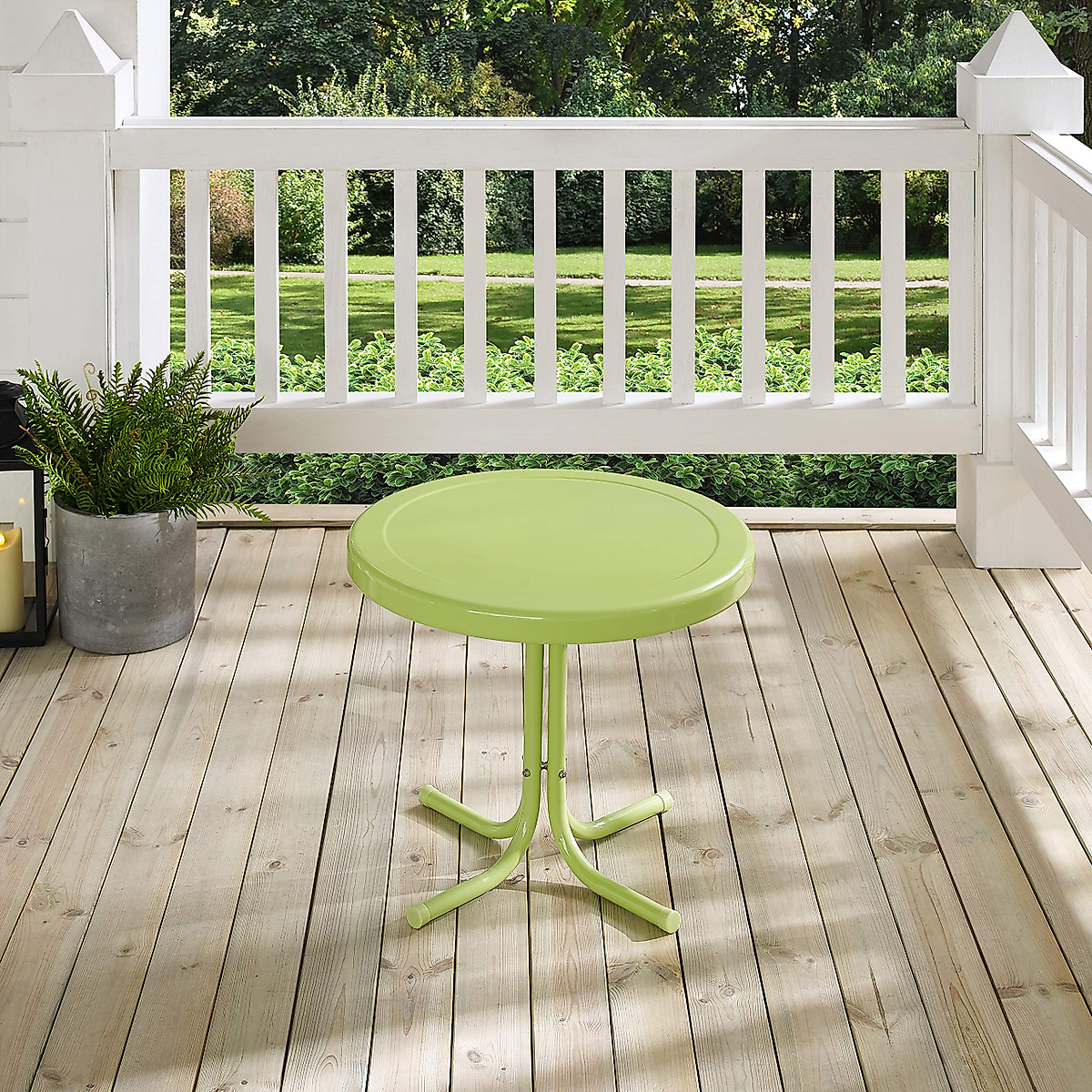 Crosley Furniture Griffith Weather Resistant Retro Metal Outdoor Side Table for Patio, Deck, Porch, Key Lime