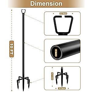 Queension 10ft Outdoor String Light Pole for Outside String Lights, Garden Lawn Metal Lighting Stand for Holiday Parties Bistro Weddings, 2pack