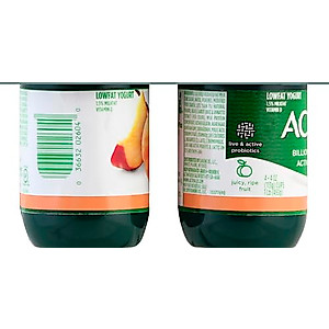 Activia Probiotic Lowfat Yogurt, Peach, Non-GMO Project Verified, 4 Oz, Pack of 4
