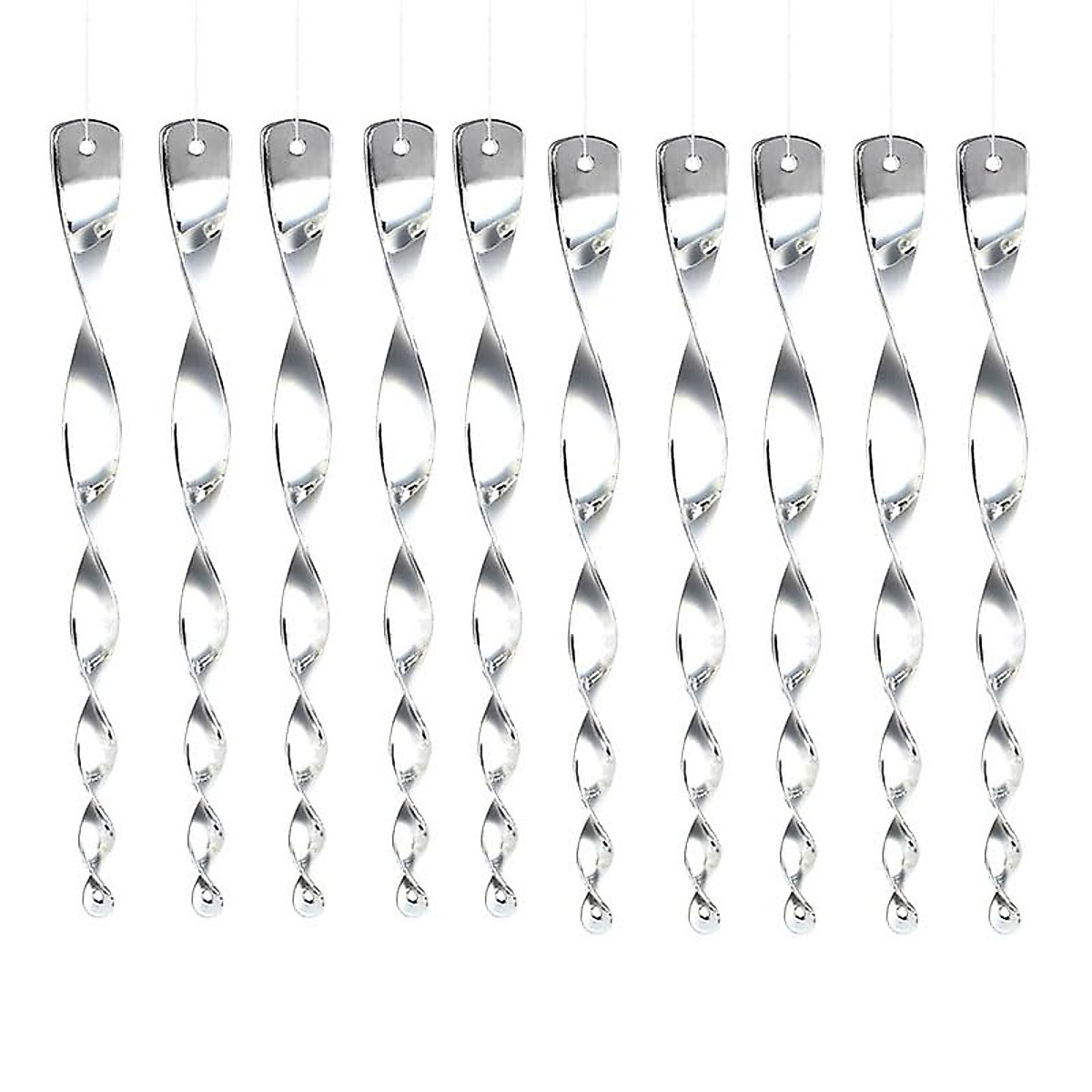 HAISENGO Bird Deterrent Scarer Rods Reflective Outdoor Bird Scarer to Keep Pigeon and Woodpecker Away from Garden or Yard, 11.8 Inches (Silver(10pcs))