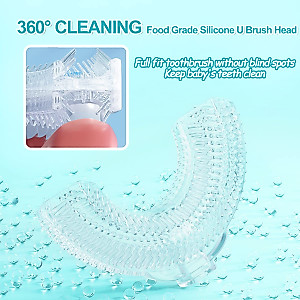 DORCAS U Shaped Toothbrush Kids Electric Toothbrushes, 6 Ultrasonic Cleaning Modes, IPX7 Waterproof, 59S Smart Reminder Toddler Toothbrush(Green Dinosaur, Ages 2-7)