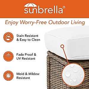 Crosley Furniture Bradenton 3-Piece Wicker Outdoor Chair Set with Side Table and Sunbrella Patio Cushions, Brown with Sunbrella Cushions