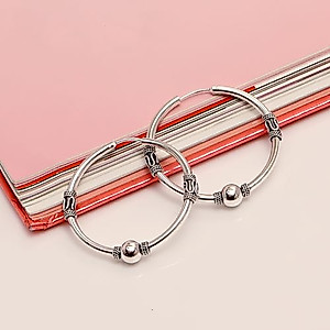 LeCalla Sterling Silver Jewelry Light-Weight LARGE Bali Hoop Click-Top Earrings for Women 45 MM