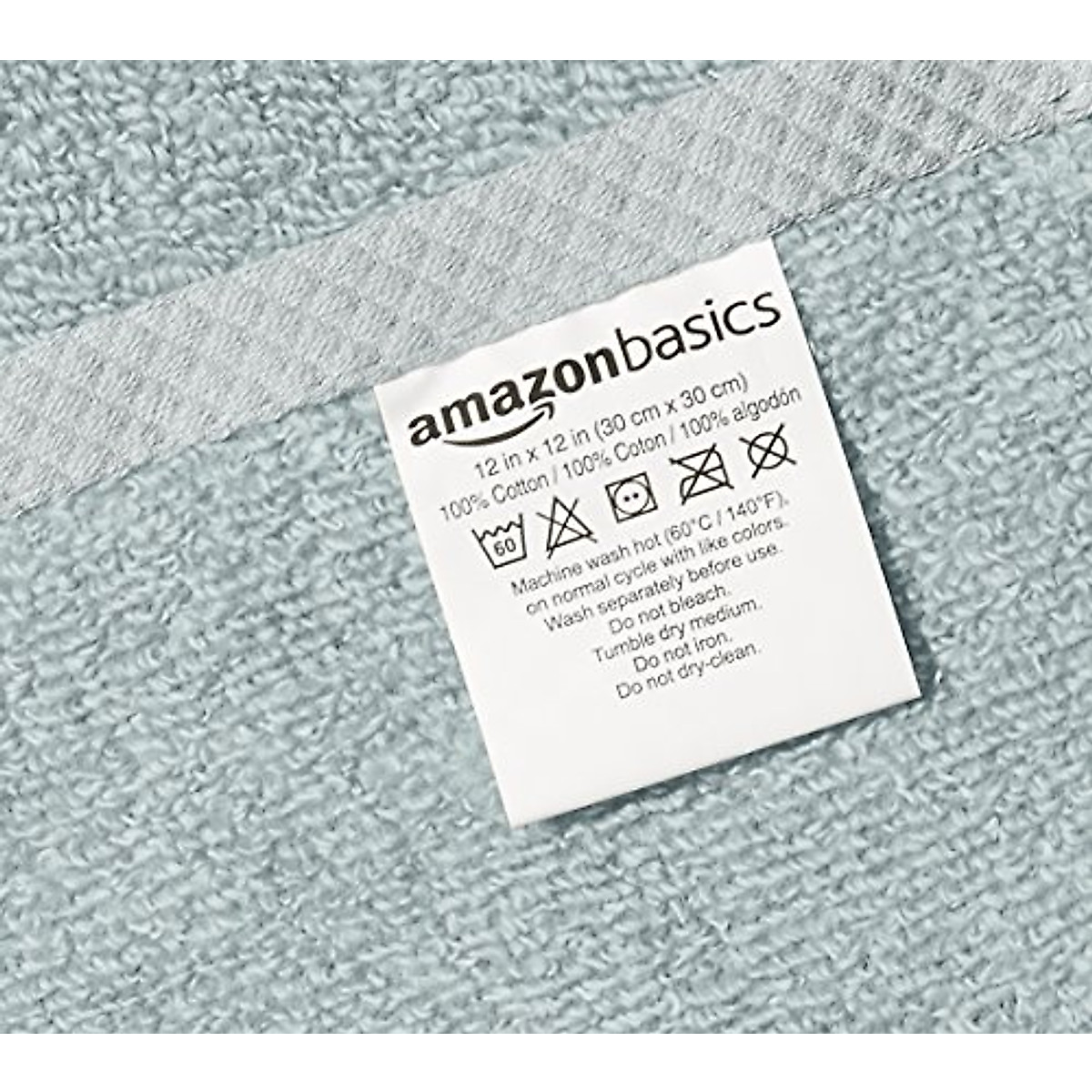 Amazon Basics Quick-Dry Washcloth - 100% Cotton, 12-Pack, Ice Blue