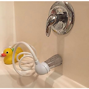 RMG Portable Hand Held Shower Sprayer for Bathtubs without Diverter - 42” Rubber Shower Hose and Sprayer - Convert Bathtub to Shower - Clamp to Secure Nozzle - Softer Rubber Connection