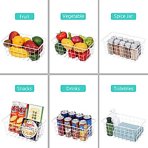 5 Pack Wire Storage Baskets, Hanging Wall Basket Premium Metal Storage Bin Organizer Basket for Home Office Kitchen Pantry Bathroom Countertop