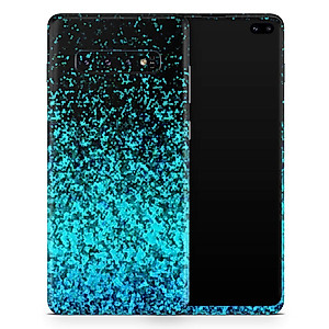 DesignSkinz Black and Turquoise Unfocused Sparkle Print Protective Vinyl Decal Wrap Skin Cover Compatible with The Samsung Galaxy S20 (Screen Trim & Back Glass Skin)