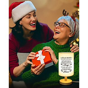 Calibron Gifts for Mom from Daughter Son, Mom Birthday Gifts Fabric Lamp, Birthday Gifts for Mom Table Lamp with Wooden Stand Unique Mom Gifts