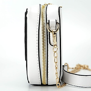 QiMing Retro Tape Shaped Evening Purse,PU Audio Cassette Crossbody HandBag for Women(White)