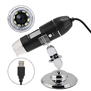WSJIE 1600X Digital Microscope LED Magnifier Camera USB Electronic Microscope with Lift Stand for Mobile Phone PC (Color : A, Size : See Figure)