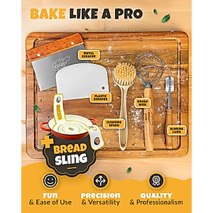 CRUSTLOVE Dutch Oven Bread Baking - 5QT Enamel Bread Dome - incl Sourdough Bread Baking Suppliers like Dough Whisk Scoring Lame etc. Dutch Oven for Sourdough Bread Baking Cast Iron Bread Pan with Lid