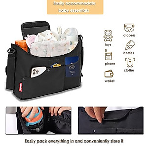 ｕｎａｉｌｕ Universal Stroller Organizer with Double Cup Holder, Expandable Stroller Caddy, Stroller Bag Accessories Fits for Uppababy, Nuna, Baby Jogger, Britax, Doona Strollers and Pet stroller