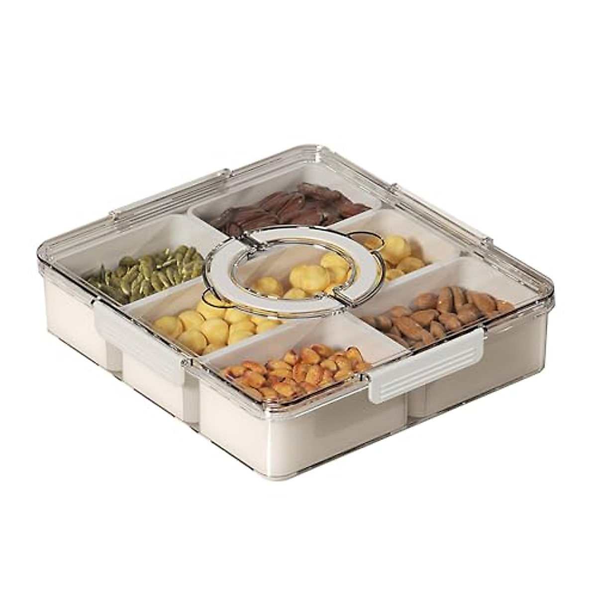 Extra Large Fruit Storage Containers for Fridge,Divided Serving Tray with Lid and Handle,Snackle Box Charcuterie Container for Portable Snack Platters,Clear Organizer for Party,Entertaining,Fruit,Nuts