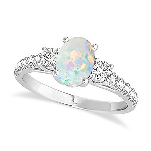 YDD Opal Rings for women 1 Carat(1 CT) Oval Cut Opal Engagement Rings for Women Sterling Silver 10K 14K 18K Gold Opal Birthstone Anniversary Ring Free Engraved