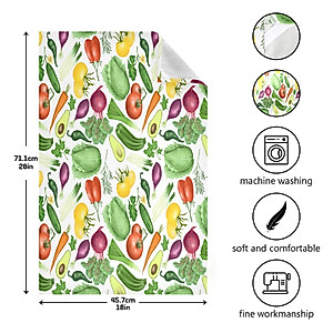 JSTEL Vegetable Kitchen Towels Set of 4,Quick Dry Dish Drying Towels Rectangle 18x28 inch Microfiber Kitchen Hand Towels Vegetable Pattern