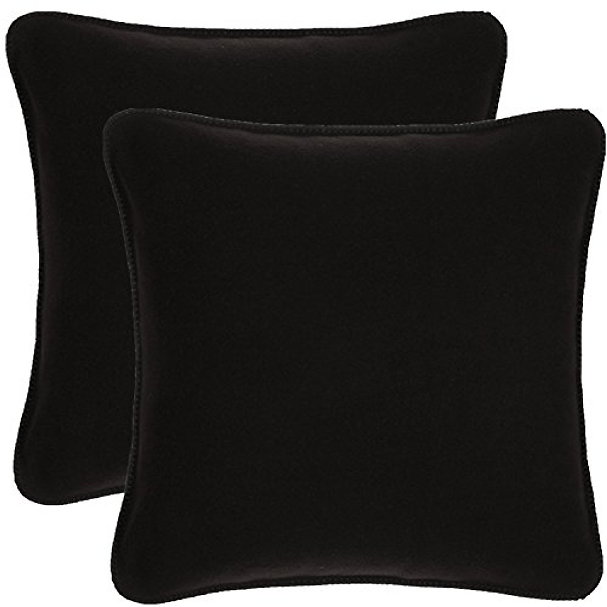 ALEXANDRA'S SECRET HOME COLLECTION 18" x 18" Decorative Throw Pillow Pack of 2 Stuffed Throw Pillows Complete Pillow with Polyester Fill Insert (Black, Fleece)