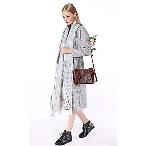 PIJUSHI Designer Leather Handbags for Women Ladies Floral Crossbody Shoulder Bags Clutch Purse (20093 Brown)