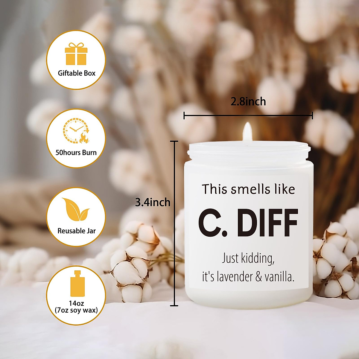 SUEHHYY Funny Nurse Gifts for Women Men, Natural Soy Wax Lavender Scented Handmade Candle (7oz), Christmas Nurse Week Appreciation Graduation Retirement Gifts for School Future Nicu Nurse Doctor