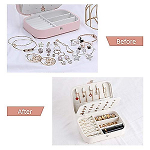 CASEGRACE Jewelry Box For Women Travel Jewelry Organizer Double Layer for Necklace Earring Rings Jewelry Holder Case