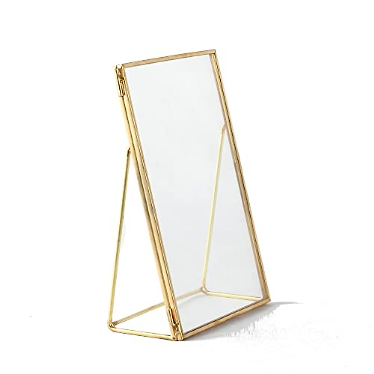 NCYP Glass Table Signs for Wedding - Small 5x7 Inches Place Card Holder - Gold Glass Photo Frame - Rectangle Display Brass Frame for Pressed Dried Flowers, Centerpiece (Glass Frame Only)