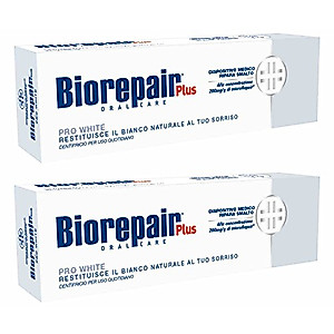 Biorepair Pro White Daily Toothpaste - 2.54 Fluid Ounces (75ml) Tubes (Pack of 2) [ Italian Import ]