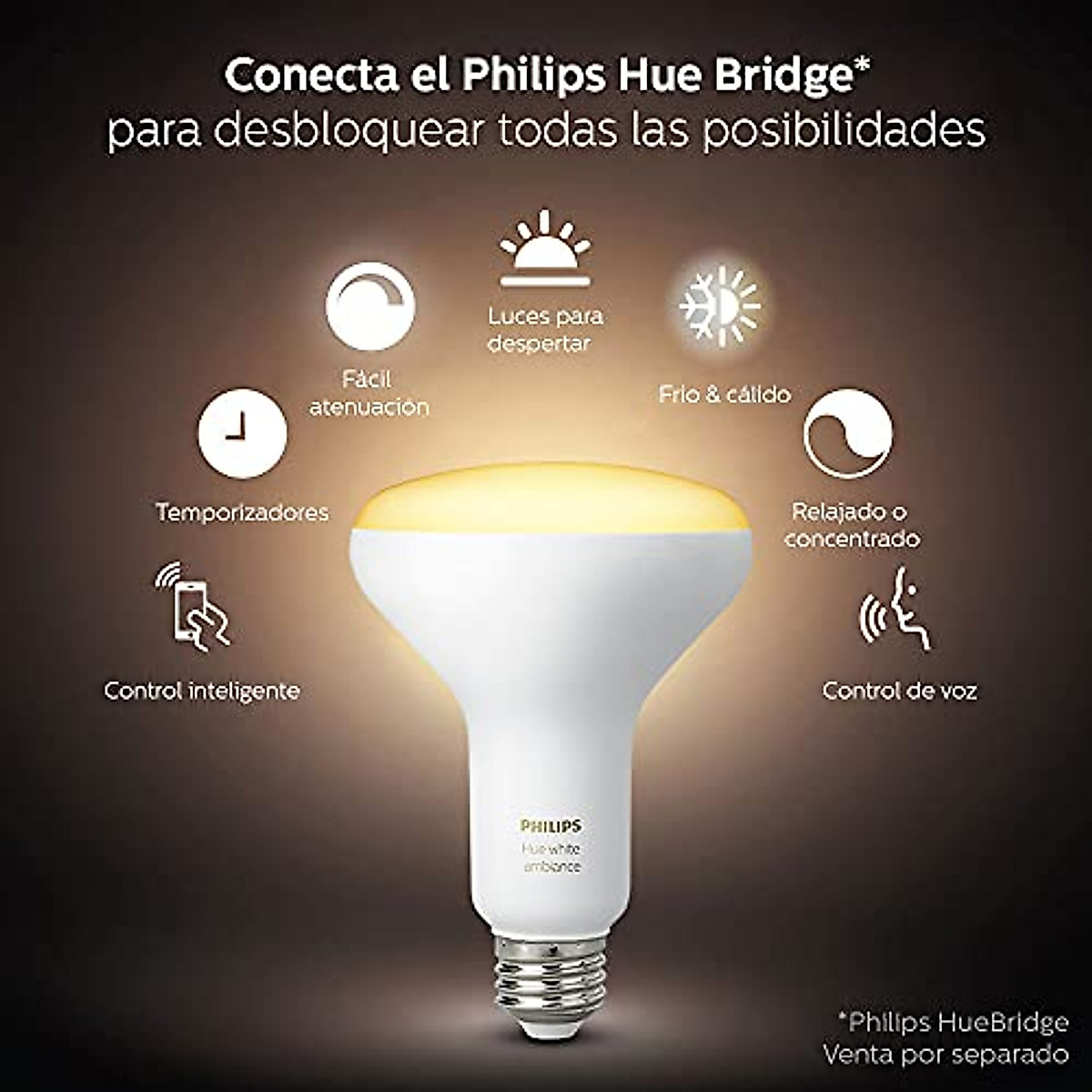 Philips Hue 2-Pack White Ambiance BR30 60W Equivalent Dimmable LED Smart Flood Light (Works with Alexa Apple and Google Assistant) (466508)