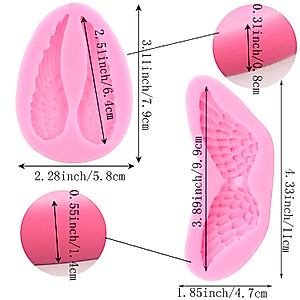 Mujiang Angel Wings Fondant Silicone Molds For Cake Decorating Chocolate Candy Resin Clay Set Of 4
