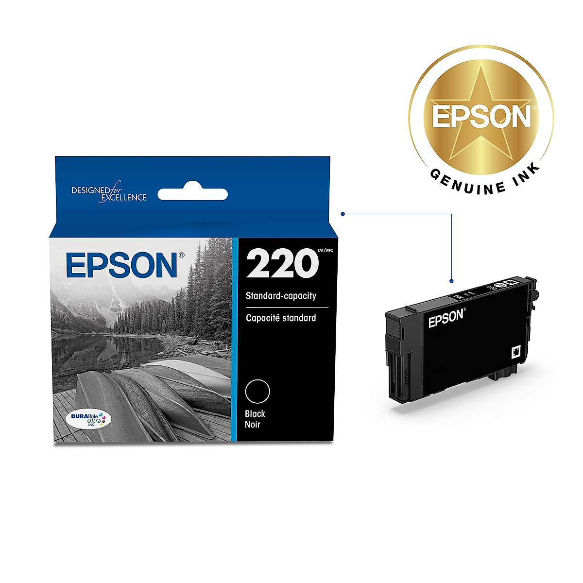 Epson T220120 DURABrite Ultra Black Standard Capacity -Cartridge -Ink (WF-2760, WF-2750, WF-2660, WF-2650, WF-2630, XP-424, XP-420, XP-320)