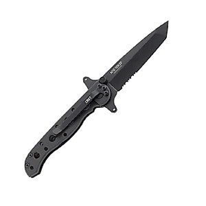 CRKT M16-10KSF EDC Folding Pocket Knife: Special Forces Everyday Carry, Black Serrated Edge Blade, Tanto, Frame Lock, Dual Hilt, Stainless Steel Handle, Reversible Pocket Clip
