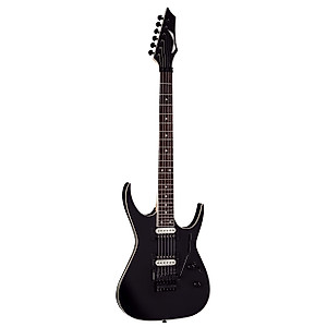 Dean Guitars 6 String Exile X Floyd Electric Guitar, Black Satin, Right, (EXILEX F BKS)