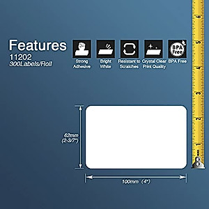 BETCKEY - Compatible Shipping Labels Replacement for Brother DK-1202 (2.4 in x 3.9 in), Use with Brother QL Label Printers [6 Rolls/1800 Labels]