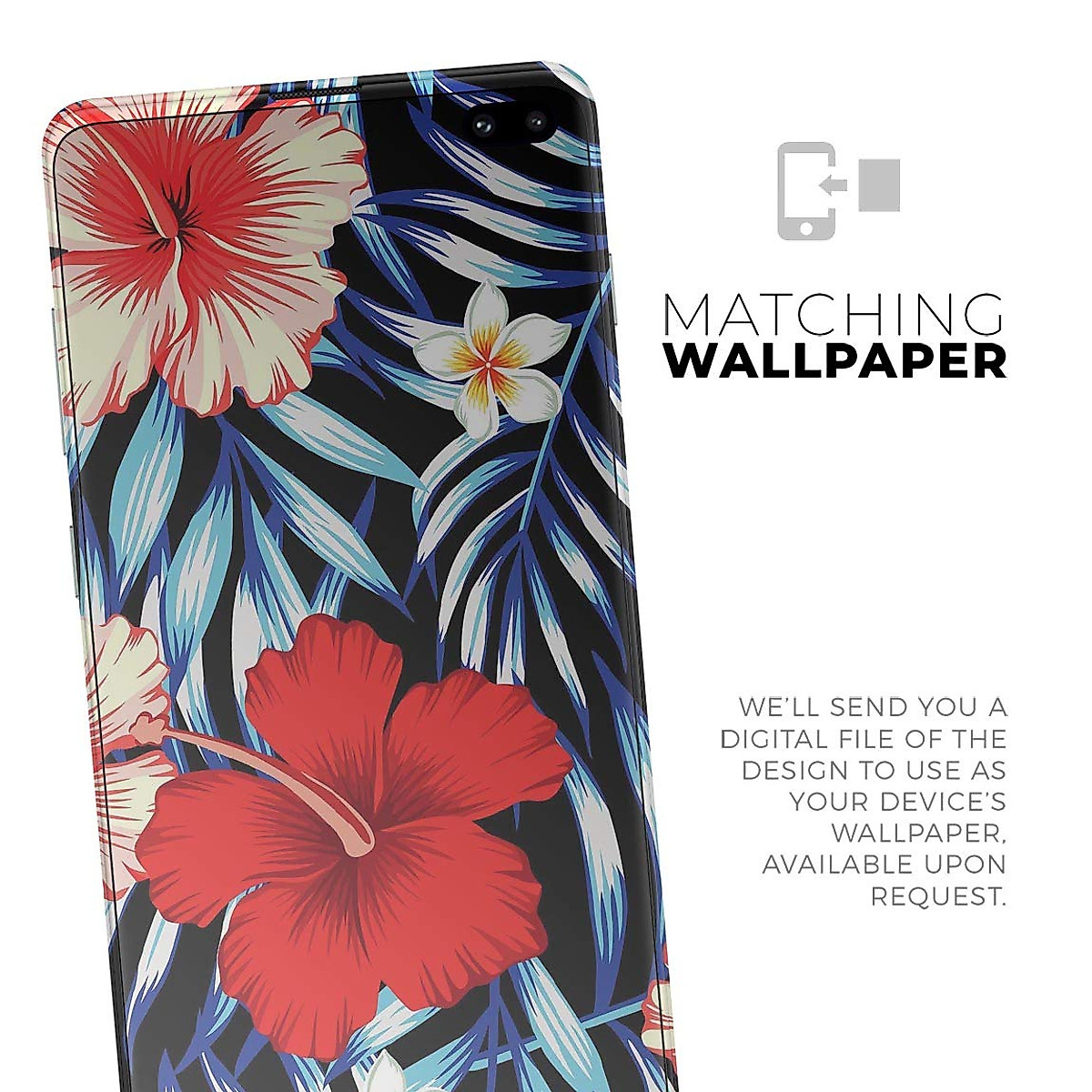 DesignSkinz Vivid Tropical Red Floral v1 Protective Vinyl Decal Wrap Skin Cover Compatible with The Samsung Galaxy S20 (Screen Trim & Back Glass Skin)