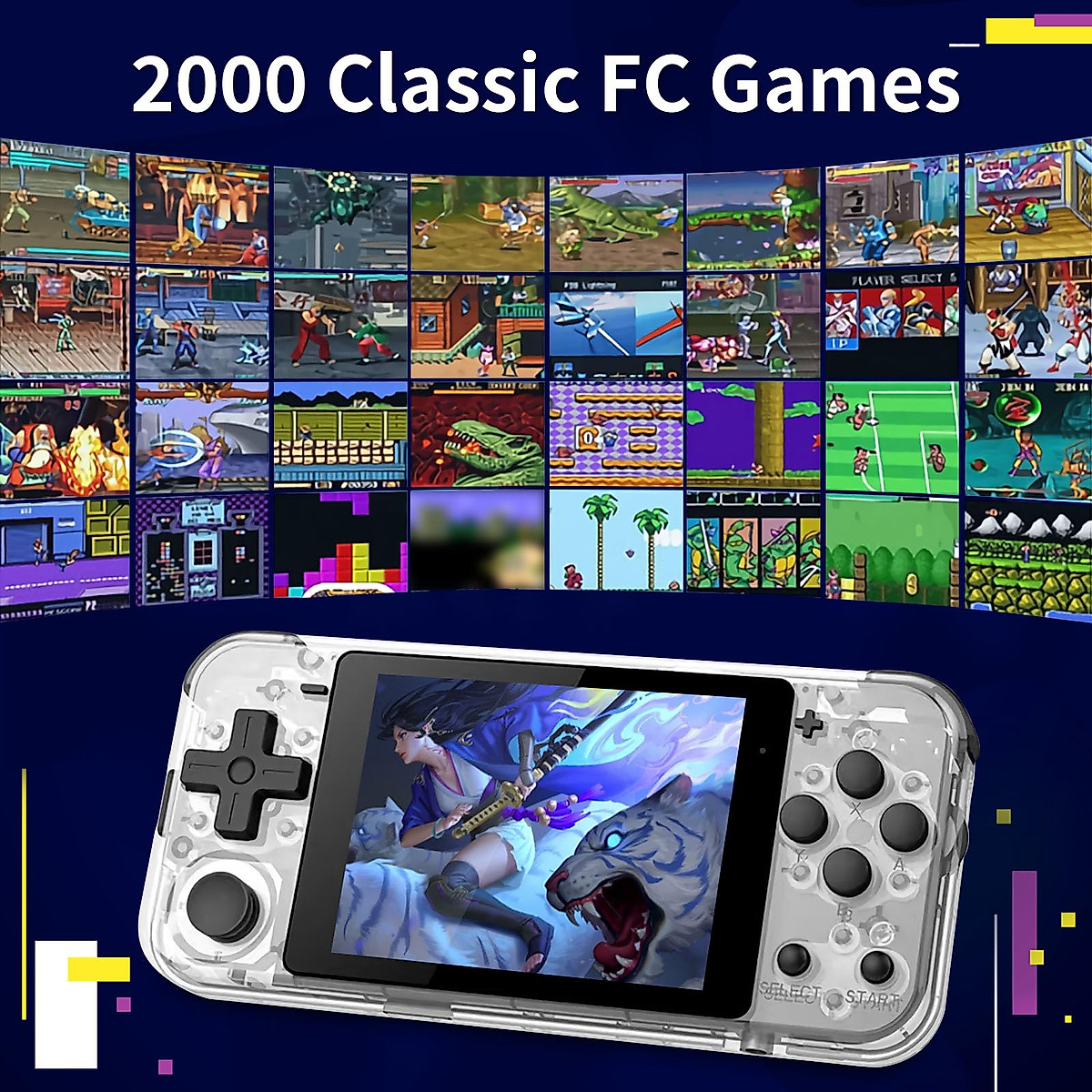 Q90 Portable Game Console, Open Source Linux System, Vibration Motor, 3000 Games, Compatible with Various Simulators（64G）