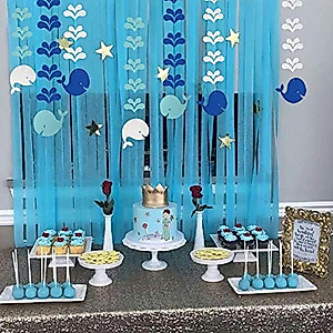 Party Banner/Garland Party Decoration/Sea Whale Bunting/Sea Paper Hanging Banner for Birthday Wedding Baby Shower Sailing Party Supplies Backdrop Room Showcase Decoration (Whale Blue)