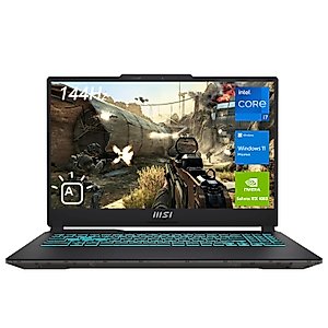 MSI Cyborg 15 Gaming Laptop, 15.6" FHD 144Hz Display, Intel Core i7-12650H, NVIDIA GeForce RTX 4060, 64GB DDR5 RAM, 2TB SSD, Webcam, Backlit Keyboard, Wi-Fi 6, Windows 11 Home, Translucent Black